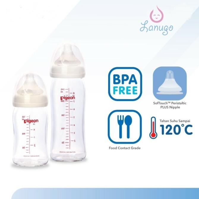 Jual Pigeon Wide Neck 160Ml 240Ml / Pigeon Botol Susu Peristaltic Plus Original Dan Terpercaya ...