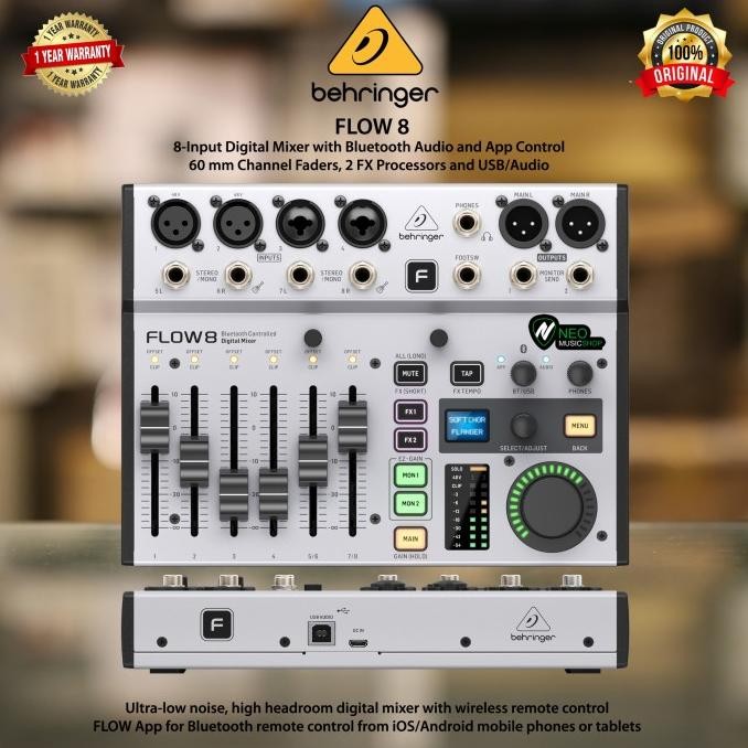 Jual BEHRINGER FLOW 8 8-INPUT DIGITAL MIXER AND USB/AUDIO INTERFACE ...
