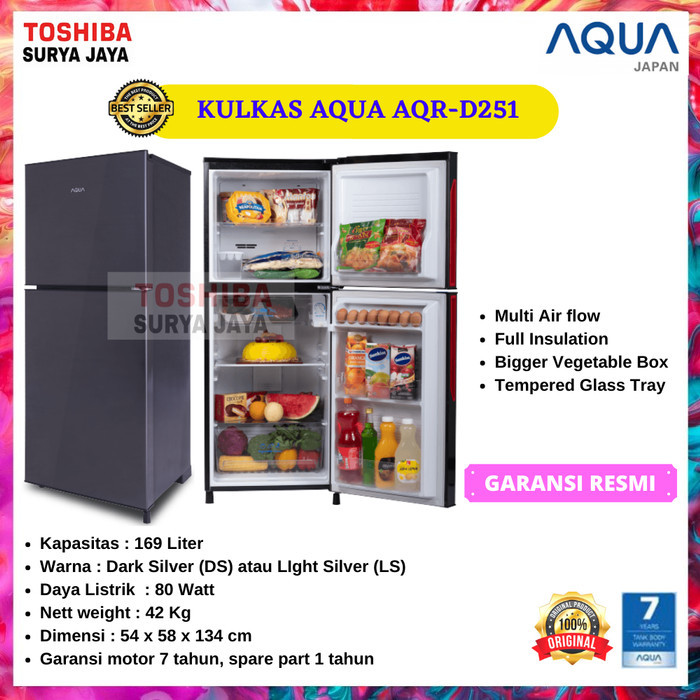 Jual KULKAS AQUA AQR-D251 2 PINTU NO FROST - JABODETABEK | Shopee Indonesia