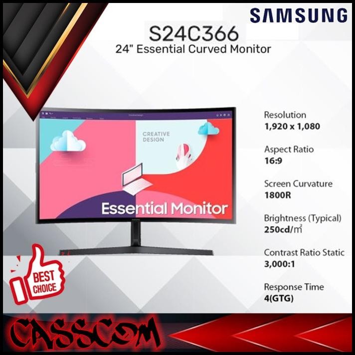 Jual Led Samsung Curved Ls24C366 24 Inch Essential Monitor Fhd Va 75Hz ...