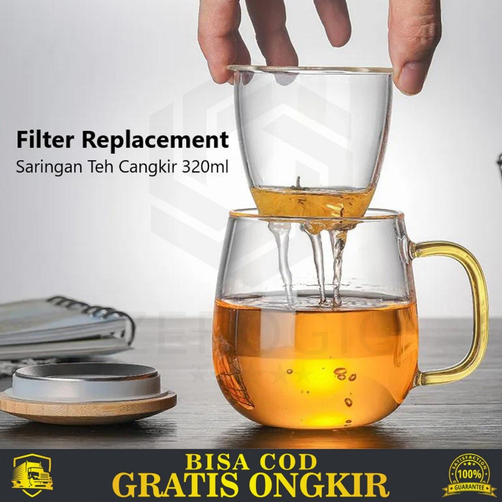 Jual TEA FILTER SARINGAN CANGKIR KACA MINUMAN CUP TRANSPARANT MINI ...