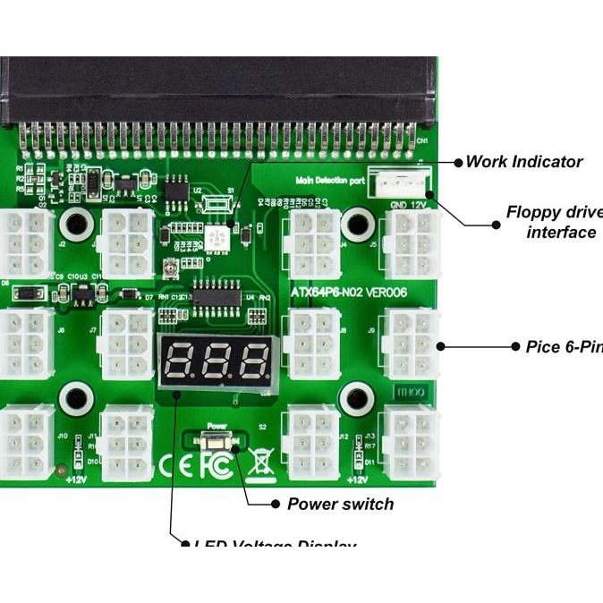 Jual Breakout Board Mining Pci-E 12X6Pin Server Psu 12V - Autostart ...