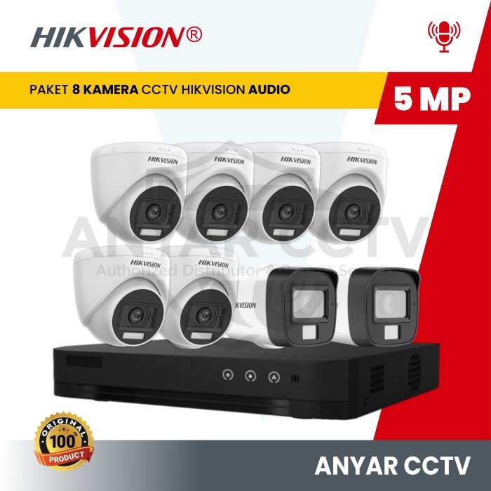 Jual HARGA DISC - PAKET CCTV HIKVISION 5MP AUDIO 8 CAMERA - LENGKAP SIAP PASANG | Shopee Indonesia