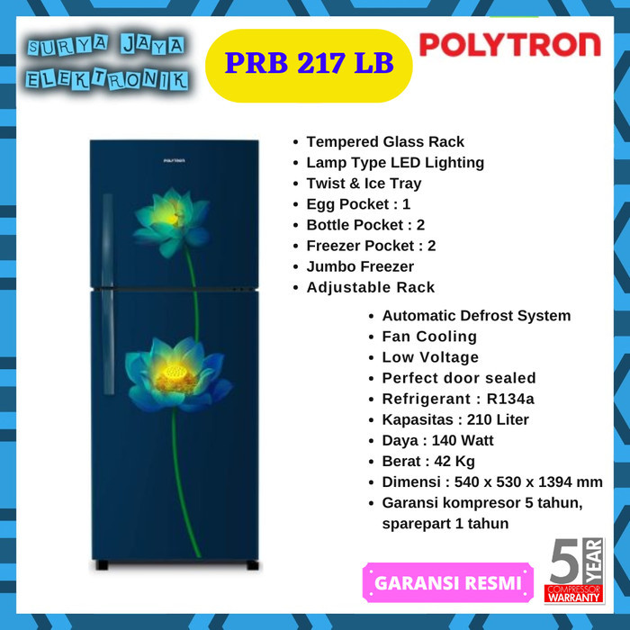 Jual KULKAS 2 PINTU POLYTRON PRB217 MOTIF BUNGA JABODETABEK | Shopee ...