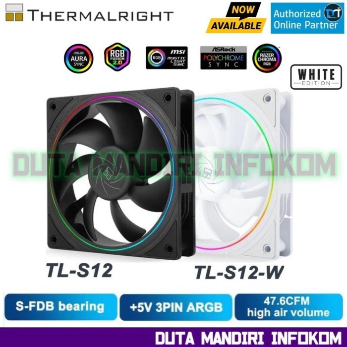 Jual ThermalRight TL S12 I TL S12W - ARGB 120mm PWM Cooling Fan ...