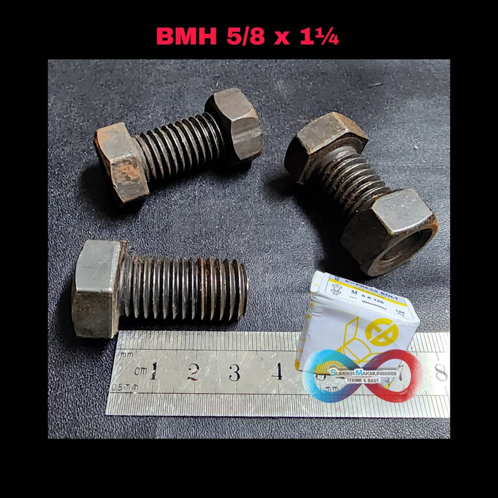 Jual BOX - Baut mur hitam (BMH) 5/8 x 1 1/4 inch ( Isi 40 pcs ...