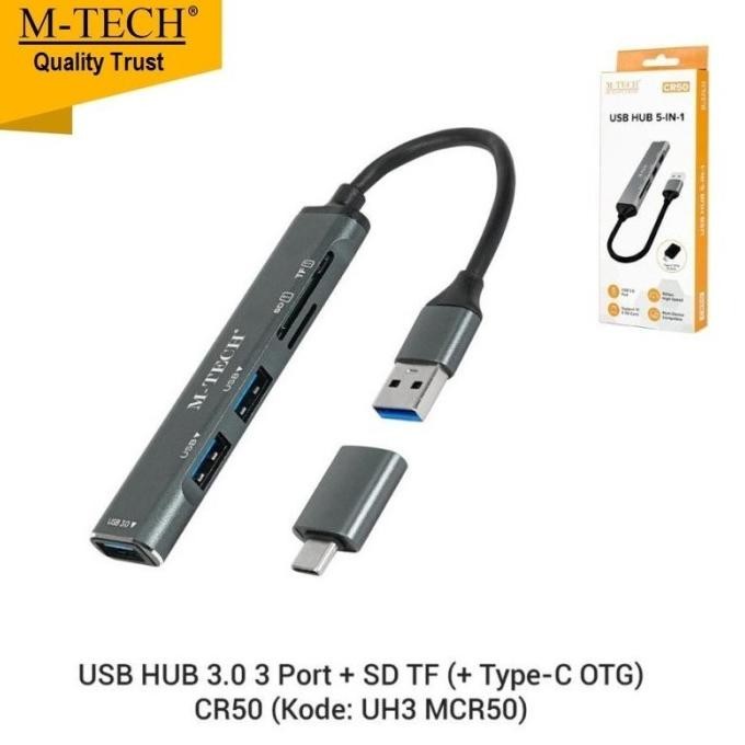 Jual M-Tech USB Hub Card Reader 5 in 1 CR50 with OTG Type C | Shopee Indonesia