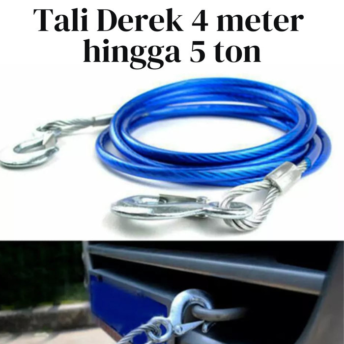 Jual Tali Derek Mobil Kawat Baja 4 Meter Tali Sling Baja 5 Ton Strong ...