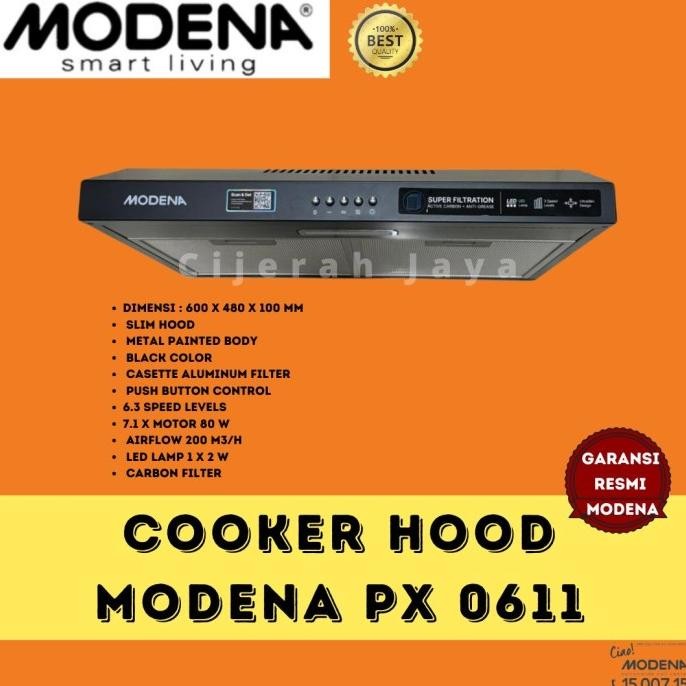 Jual Cooker Hood MODENA PX 6001 Slim Hood 60 cm-Hitam / Kitchen Exhaust ...