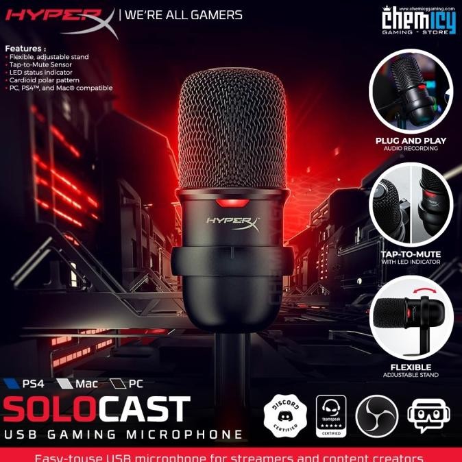 Jual HyperX SoloCast USB Condenser Gaming / Streamer Microphone ...