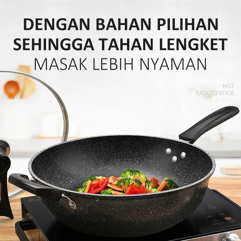 Jual PENAWARAN EKSKLUSIF Nanjiren Wajan Penggorengan Wokpan Granit 30cm Alat Masak Multifungsi ...