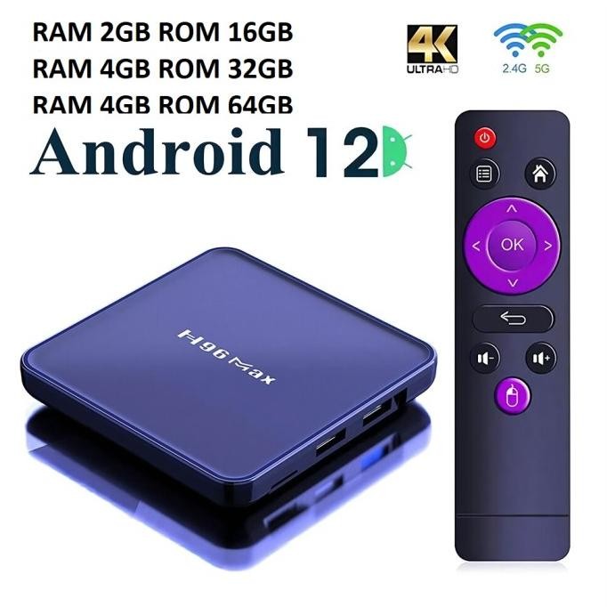 Jual H96 MAX V12 RAM 4GB+32GB Tv Box Android 12 Bluetooth Wifi 4K Dual Wifi | Shopee Indonesia