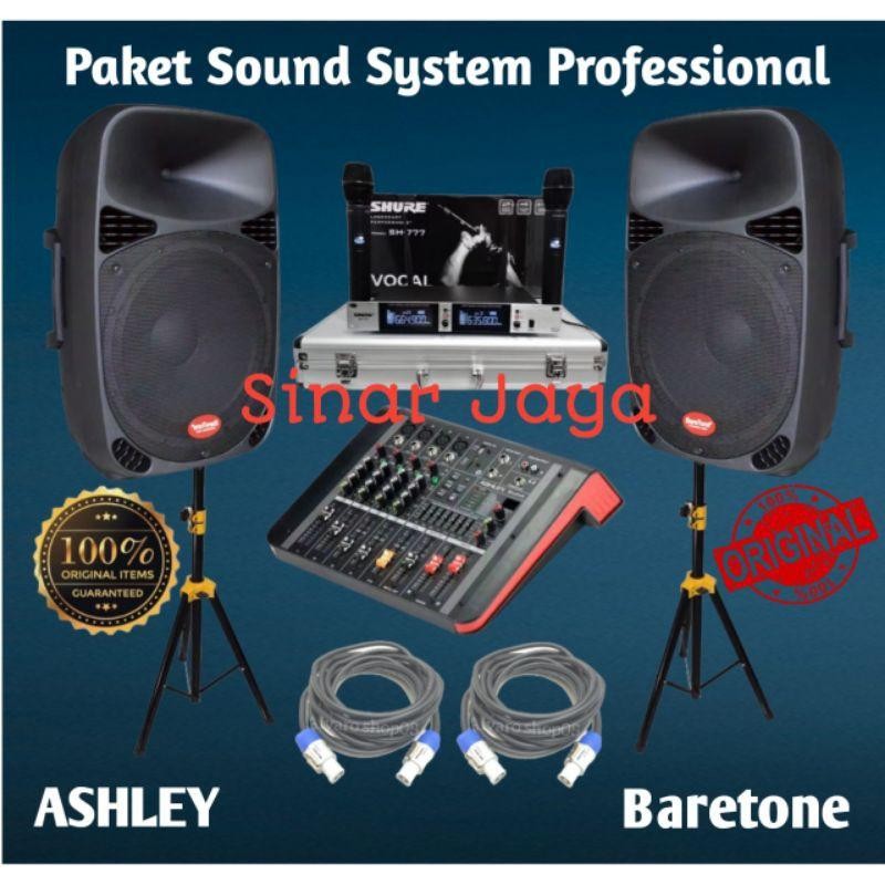 Jual Paket Sound System 15 Inch 600Watt Pasif Baretone + Power Mixer Ashley | Shopee Indonesia
