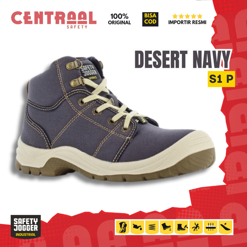 Jual Sepatu Safety Safety Joggert Desert Navy S1P / Sepatu Safety ...