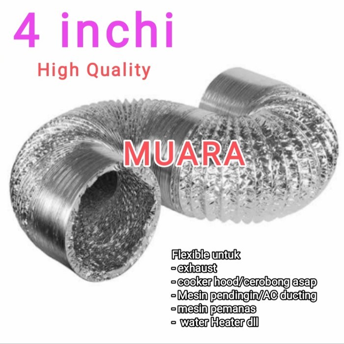 Jual FLEXIBLE DUCTING 4 IN(2 MTR)PIPA EXHAUST, AC /FLEXIBLE COOKER HOOD ...