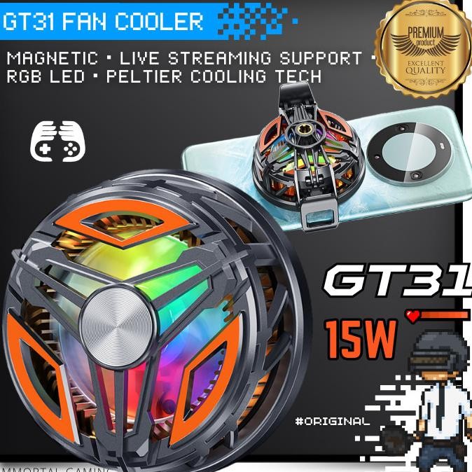 Jual [IM] GT31 Magnetic Funcooler 15W Pendingin HP Tablet Gaming Fan ...