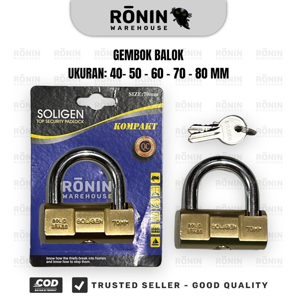 Jual SOLIGEN Gembok Balok 40 50 60 70 80 mm Kunci Pintu Pagar Rumah ...