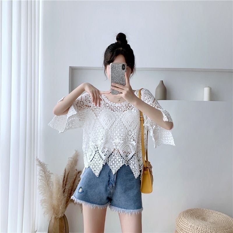 Jual Pakaian Rajut Wanita Rajutan Berlubang Tipis Asimetris | Shopee ...