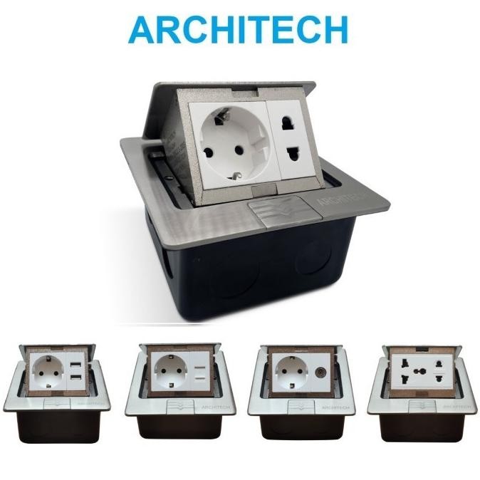 Jual Jual Architech Stop Kontak Lantai Colokan Tanam Silver Universal ...