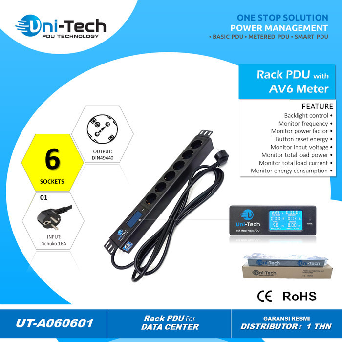 Jual Jual Stop Kontak Colokan Listrik Rack Server 6 Ports With Av6 ...