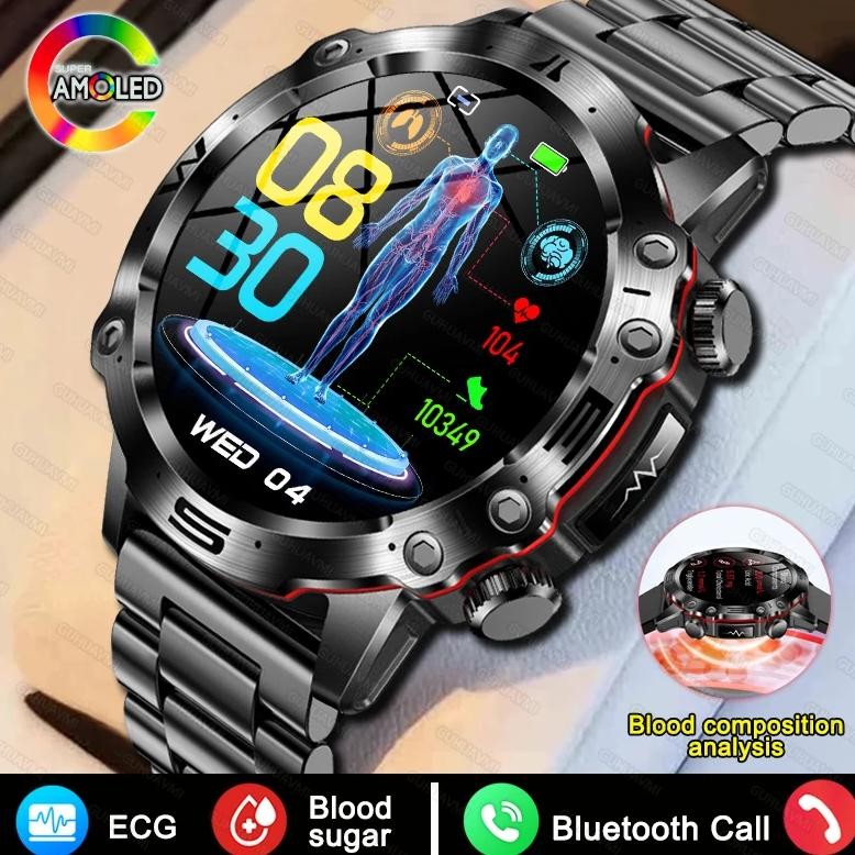 Jual 2024 Blood Pressure Health Tracker Smart Watch Men ECG PPG Body Temperature IP68 Waterproof ...