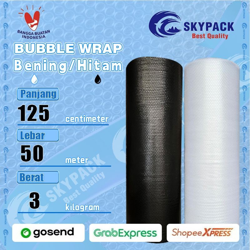 Jual SKYPACK Bubble Wrap Bening/Hitam 3kg Lebar 125cm Panjang 50meter ...