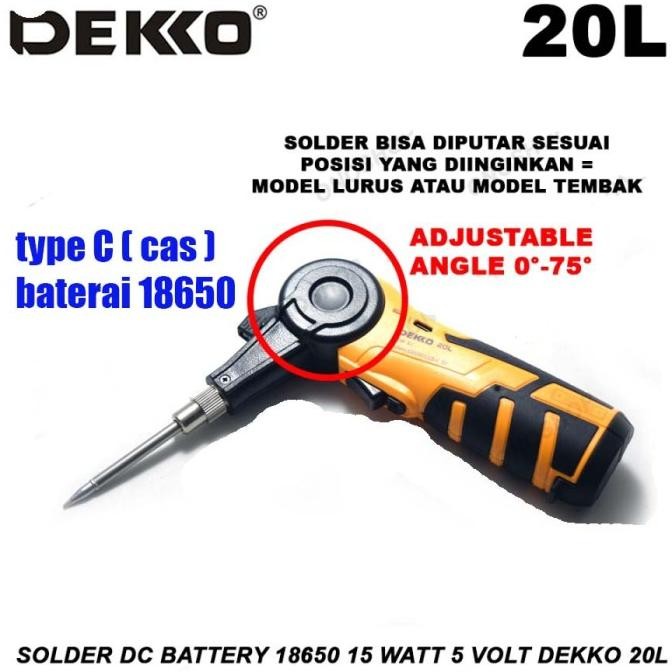 Jual Solder cas DC Battery 18650 15 Watt 5V Dekko 20L bisa 2 Posisi 20 ...