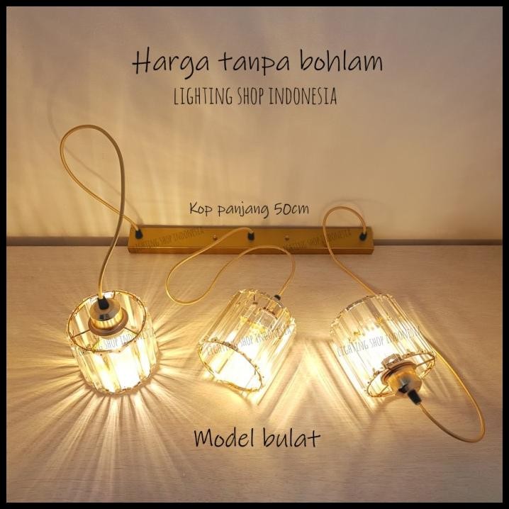 Jual Lampu Gantung Void Kaca Kristal 3In1 Gold Design Modern Kop Panjang | Shopee Indonesia