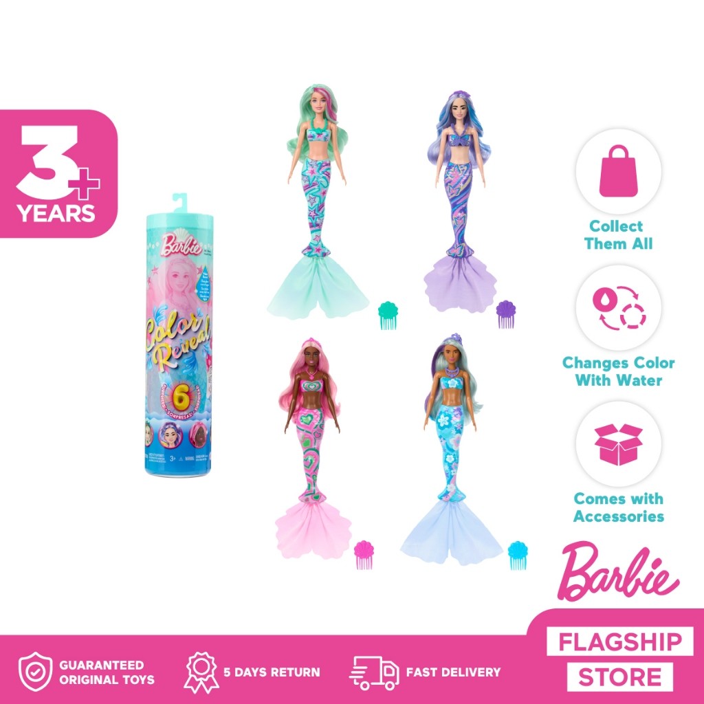 Jual Barbie Color Reveal Mermaid Series Doll & Accessories (Random ...
