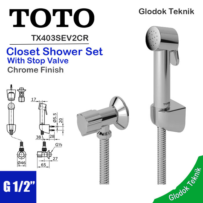Jual TOTO Closet Shower Spray Chrome With Stop Valve TX403SEV2CR jet ...