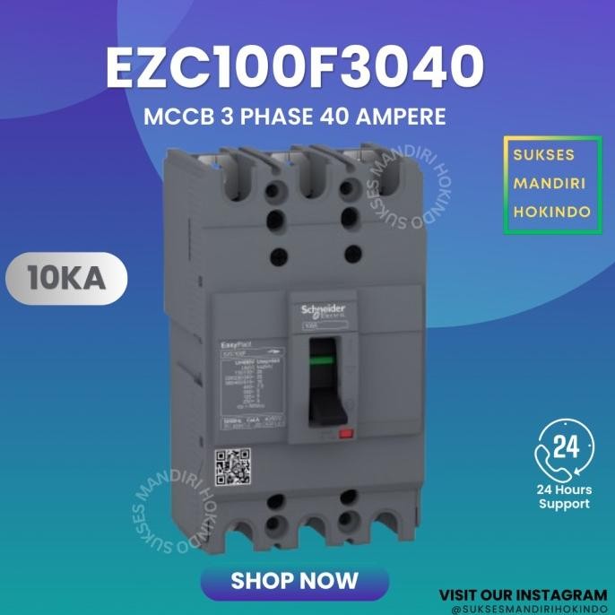 Jual MCCB 3 Phase 40 Ampere 3p 40a Original SNI Schneider EasyPact EZC100F | Shopee Indonesia