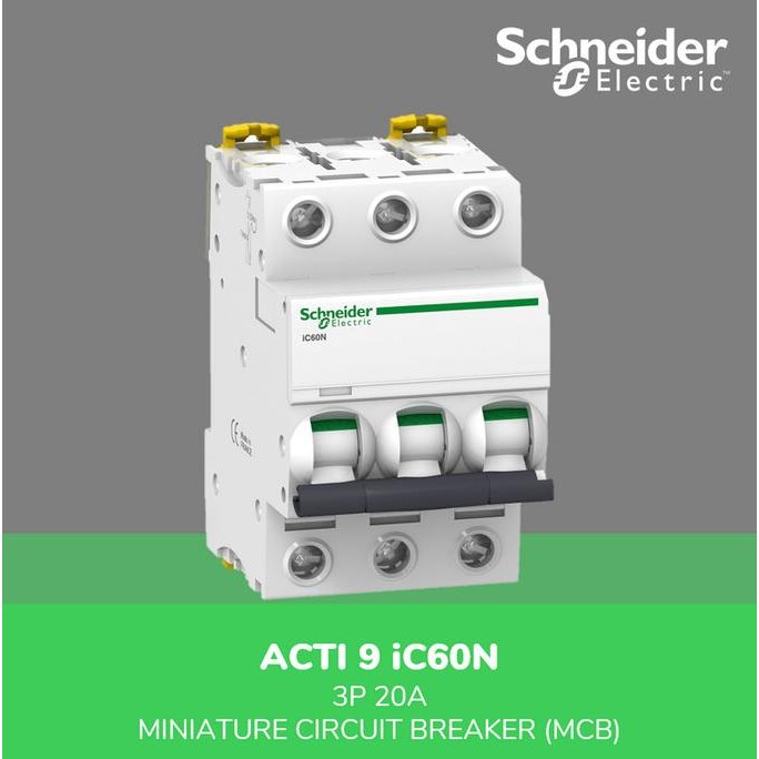 Jual Schneider Acti9 iC60N Mcb 20A - 3P - 6KA Kurva C - A9F74320 | Shopee Indonesia