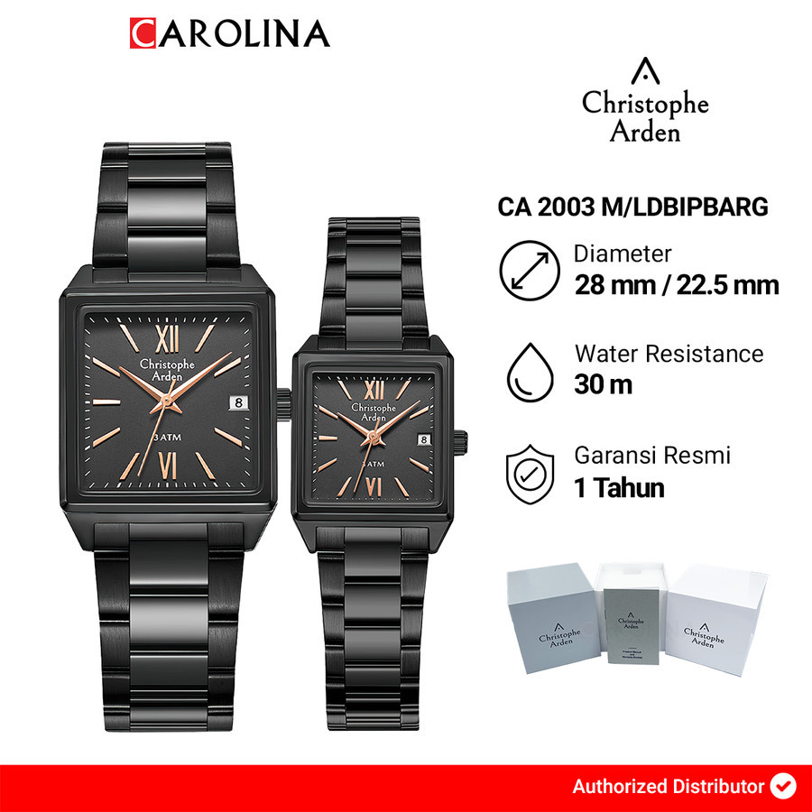Jual Jam Tangan Couple CHRISTOPHE ARDEN CA 2003 M/LDBIPBARG Black Dial ...
