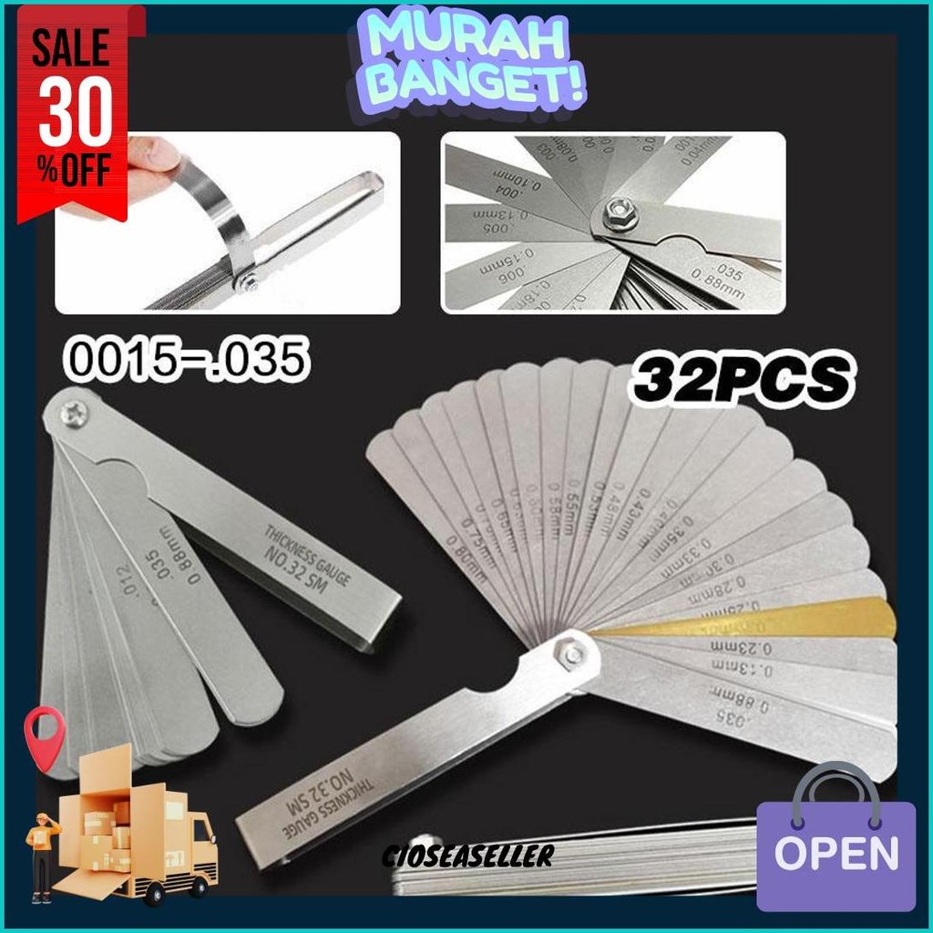 Jual 32 Blades Combination Feeler Gauge Metric Imperial Gapped Filler Measure/ Fuller Setelan ...