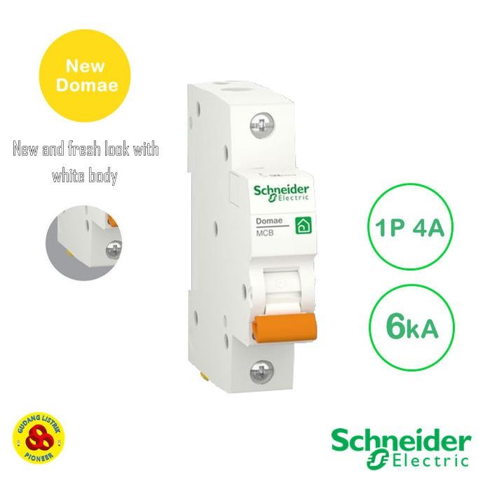 Jual Schneider MCB 1P 4A 6kA New Domae MCB Breaker 1 Phase 4 Amp 6kA | Shopee Indonesia