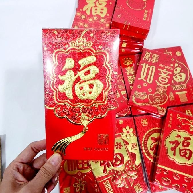 Jual Angpao Box Panjang isi 18 Angpau Imlek Fu Ampau Fuk Sincia Merah ...