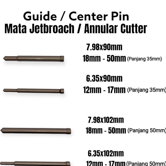 Jual ori - center pin / guide pin mata bor magnet jet broach brot ...