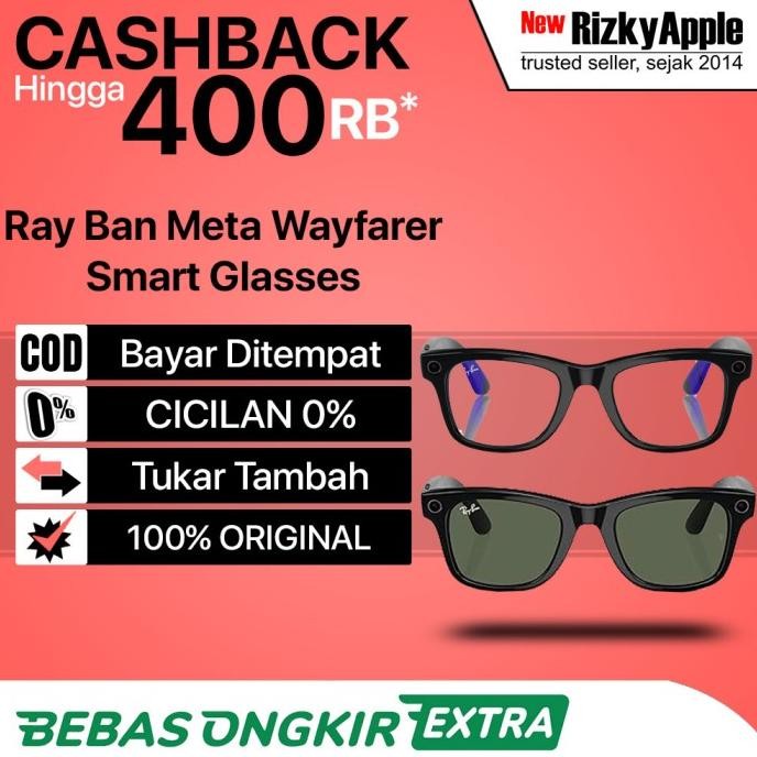 Jual RAY-BAN META WAYFARER SMART GLASSES 2023 SHINY BLACK GREEN ...