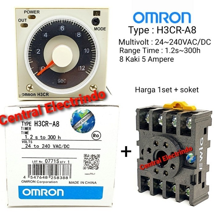 Jual Timer Omron H3Cr-A8 Multivolt 24V-240V Ac/Dc + Socket. | Shopee ...