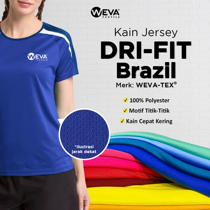 Jual Bahan Kain Jersey Dryfit Brazil - Kain Drifit Weva Textile | Shopee Indonesia