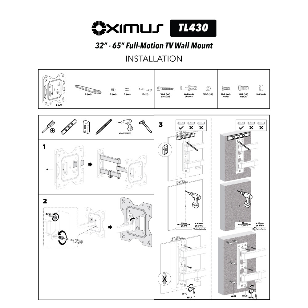 Jual BRACKET TV LED LCD MONITOR 32" - 65" OXIMUS TL430 FULL- MOTION TV ...