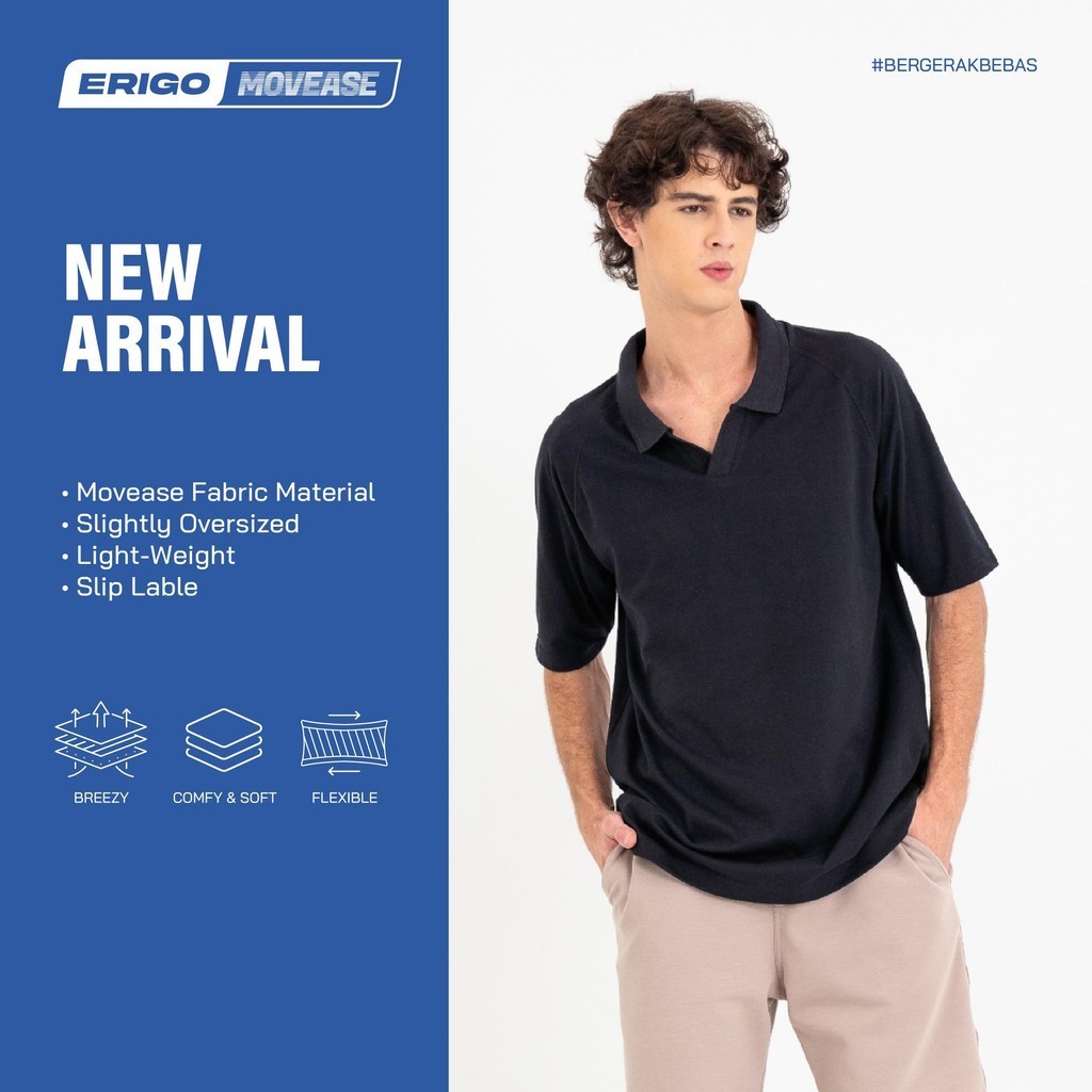 Jual Erigo Movease Polo Short Sleeve Chaiden Black - Kaos Kerah Kemeja ...