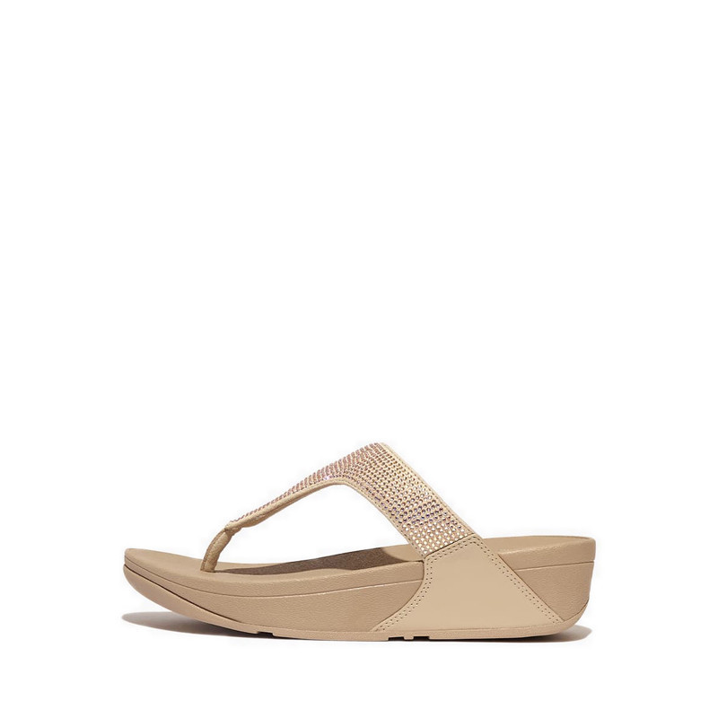 Jual Fitflop Lulu Women's Crystal Embellished Toe-Post Sandals - Latte Beige | Shopee Indonesia