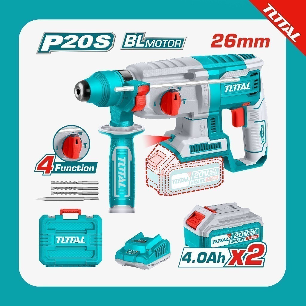 Jual 【TOTAL】Bor Hammer Baterai / Lithium-Ion Rotary Hammer TRHLI202287 ...