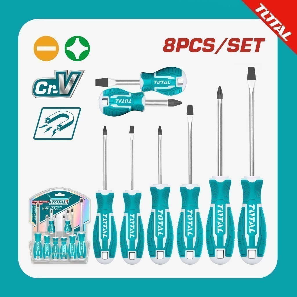 Jual TOTAL 8 Pcs Set Obeng / 8 Pcs Screwdriver Set THT250608 | Shopee ...