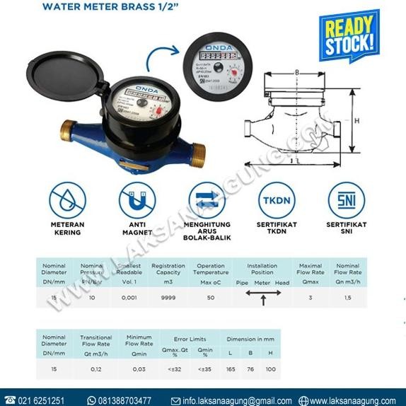 Jual Water Meter Onda 1/2 Inch | Meteran Air Onda 1/2 Inch | Shopee Indonesia