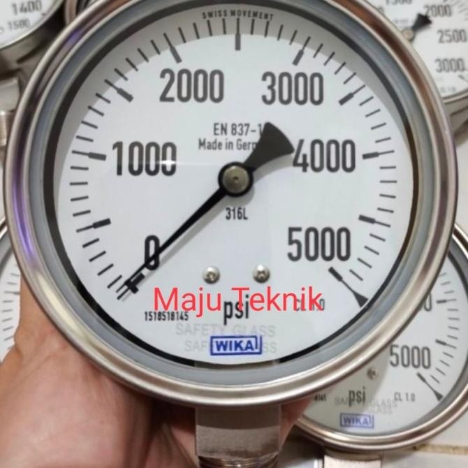Jual WIKA Pressure D 4" 0-5000 psi, drat 1/2" NPT Full SS Raket + Gliserin | Shopee Indonesia