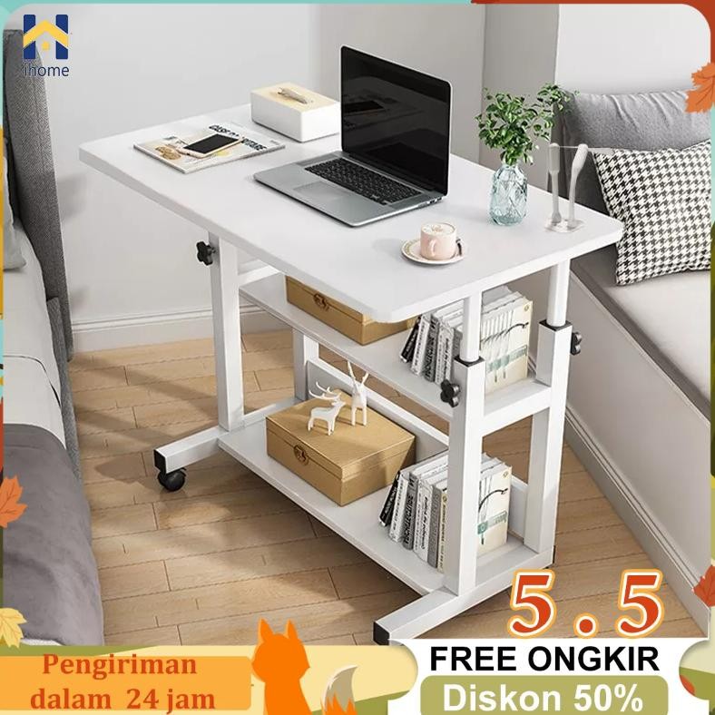 Jual Meja Laptop Lipat Adjustable dengan Roda Meja Belajar Portable ...