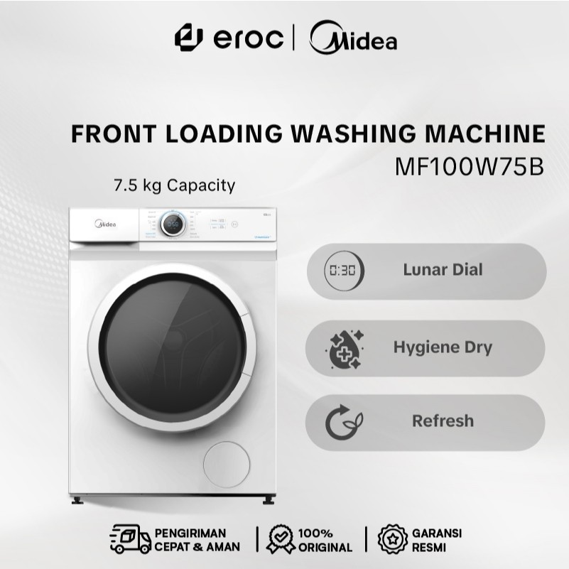 Jual Mesin Cuci MIDEA Front Loading Kapasitas 7,5 kg Model MF100W75 ...