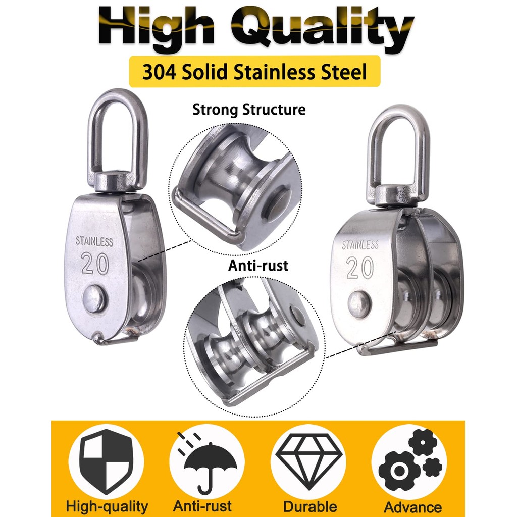 Jual ASOL Katrol Kerekan Mini Swivel Pulley Stainless Steel Double ...